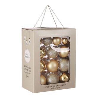 Mica Mica Decorations Weihnachtsbaumkugeln-Set - 26 St&uuml;ck - &Oslash;7 cm - Champagne