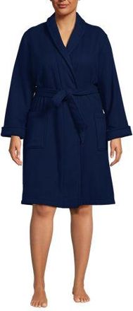 Lands End Knielanger Bademantel aus Baumwoll-Frottee, Damen, Gr&ouml;&szlig;e:56-58 plus, Blau, Baumwolle, by Lands End