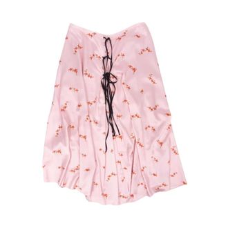 Ganni Bedruckter Midirock aus sandgewaschener Seide mit Bindeband - - Skirts - Damen - Rosa - XS