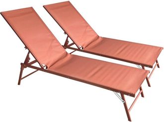 Happy Garden 2er Set Klappsonnenliegen SICILIA aus Textilene Terracotta - Gestell Terracotta