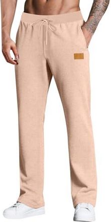Generic Pantalon de surv&ecirc;tement ample pour homme avec bas ouvert, coupe droite, jambes larges, taille &eacute;lastique, cordon de serrage, pantalon de sport avec poc