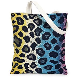 Generic Sac fourre-tout en toile avec imprim&eacute; animal multicolore, motif l&eacute;opard funky sacs &agrave; provisions r&eacute;utilisables, l&eacute;gers et lavables, multicolore, 13x15 