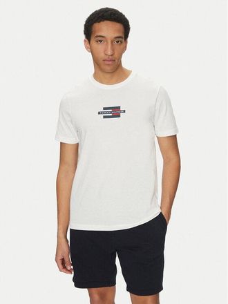 Tommy Hilfiger T-Shirt Flag Box MW0MW38636 Wei&szlig; Regular Fit
