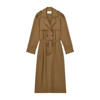 Saint Laurent Trenchcoat aus Baumwolltwill - - Coats - Damen - Beige - M