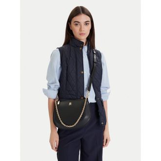 Tommy Hilfiger Handtasche Tommy Hilfiger Th Glam Conv Med Crossover AW0AW18143 Schwarz