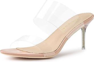 Allegra K Femmes Talons Aiguilles Transparents Sandales Transparentes Beige 38.5