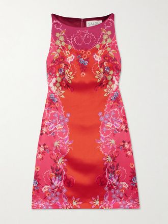Saloni Alba-b Minikleid Aus Bedrucktem Satin Aus Einer Seidenmischung - Pink