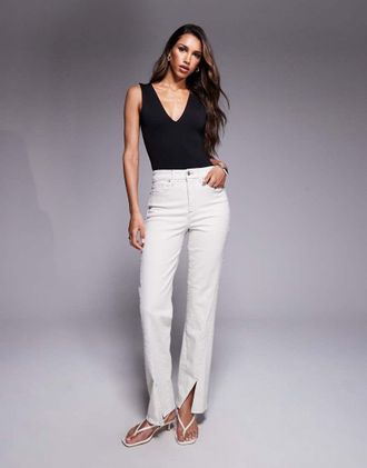 Good American Good Boy - Jean droit - Perle-Blanc