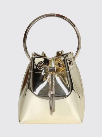 Jimmy Choo London Sac seau Bon Bon en cuir verni avec anse m&eacute;tallique