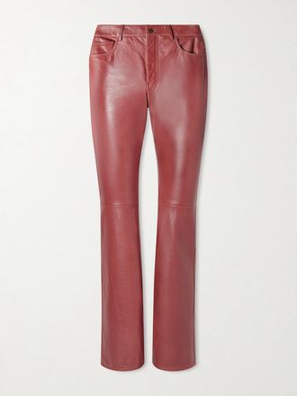 Chlo&eacute; Pantalon &Eacute;vas&eacute; En Cuir - Rouge