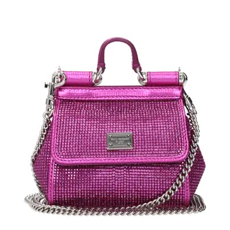 Dolce & Gabbana Rhinestone-Embellished Satin Shoulder Bag - Pink