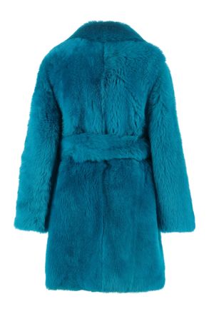 Bottega Veneta Womens Lamb Fur Coat Blue