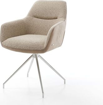 DELIFE Drehstuhl Pejo-Flex Materialmix Schlamm Kreuzgestell konisch Edelstahl 180&deg; drehbar Taschenfederkern, Esszimmerst&uuml;hle