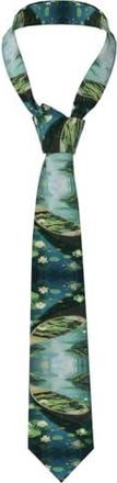 Generic Cravate Impression DUn Bateau Dans Un &Eacute;tang De Lotus Cravate De Mariage De Soie Moderne Cravates Pour Hommes, Pour Travail, F&ecirc;te, Mariage