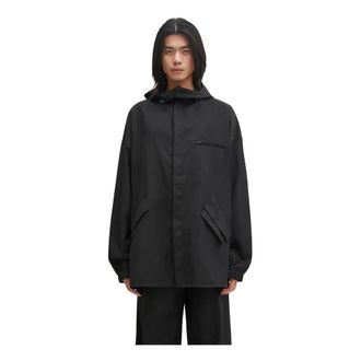 Yohji Yamamoto Homme, Vestes, Noir, Taille: XL Haut &agrave; capuche raffin&eacute; en laine