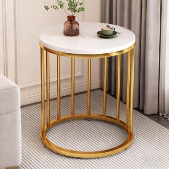 Generic Beistelltisch Gold, Couchtisch Rund, 15 Mm Dicke Holzplatten, 9 Stahlrohre Zur Unterst&uuml;Tzung Von Sofa, Wohnzimmer, Schlafzimmer, Balkon