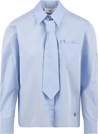 SOLOTRE Hemd mit unechtem Einstecktuch und Krawatte - - Blouses & Shirts - Damen - Blau - XL