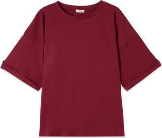 Oltre Oversize T-Shirt mit Knopfdetail - - Tops - Damen - Rot - XL