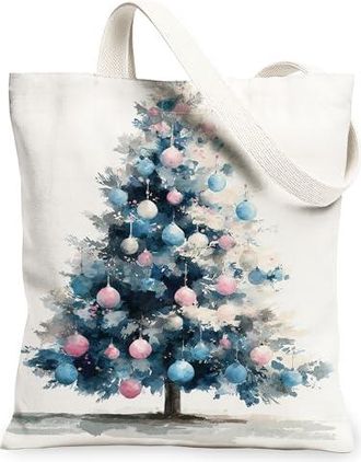 Generic Sacs fourre-tout en toile pour sapin de No&euml;l, sacs d&eacute;picerie r&eacute;utilisables et color&eacute;s, l&eacute;gers et lavables avec bandouli&egrave;re pour cadeaux, 33 x 38 cm