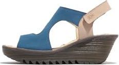 FLY London Femme YOXA576FLY Sandal, Blue/Natural, 37 EU