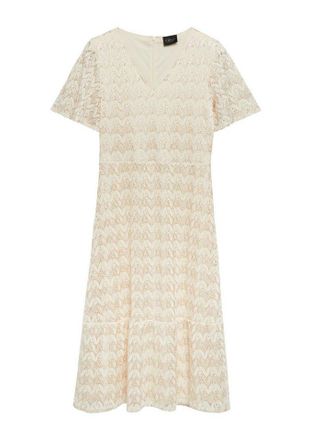 s.Oliver Midikleid Kleid Midi-Kleid mit Glitzergarn und Ajourmuster