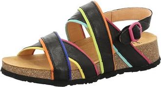Think Damen KOAK chromfrei gegerbte nachhaltige Sandale, SCHWARZ/KOMBI 0000
