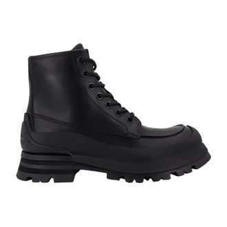 Alexander McQueen Italienische Leder Schn&uuml;rstiefel - - Shoes - Herren - Schwarzk - 40 EU