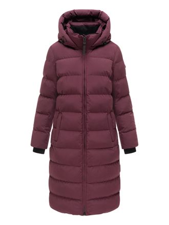 Marikoo langer, gesteppter Wintermantel f&uuml;r Damen mit abnehmbarer Kapuze - Harukaa - Rot