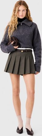 Maje Short Effet Jupe Pliss&eacute;e - Vert - 34 - Maje