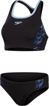 Speedo W Placement Bikini Noir - Bikini Sportif Classique pour Femme, Taille 42 - Couleur Black - True Cobalt - Curious, Noir - True Cobalt - Bleu Curieux, 4