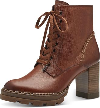 Tamaris Damen Schnürstiefel, Frauen Stiefel,TOUCHit-Fußbett,Winterstiefel,Winterschuhe,uebergangsstiefel,uebergangsschuhe,Cognac,39 EU