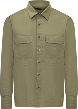 Tom Ford Homme, Chemises, Vert, Taille: 4XL Cotton Twill Military Shirt
