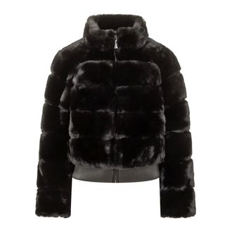 Michael Kors Bomber court en fausse fourrure - Femme - Vestes - Noir - Taille: 38 FR
