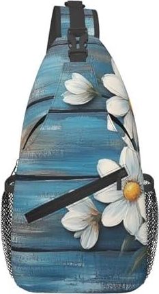 Generic Country Farmhouse Sac &agrave; bandouli&egrave;re pour homme Motif marguerites blanches