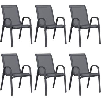 vidaXL Vidaxl - Chaises empilables de jardin 6 pcs Gris Tissu textil&egrave;ne
