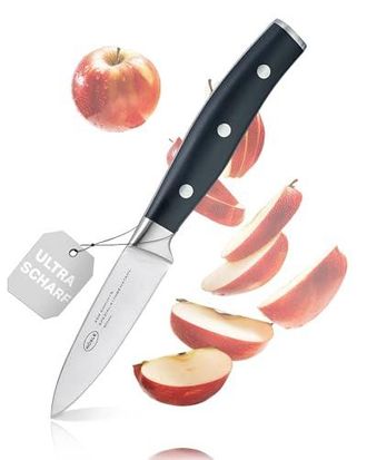 R&ouml;sle Couteau doffice Tradition, couteau de cuisine de haute qualit&eacute; pour couper, garnir, piquer la viande, acier sp&eacute;cial &agrave; lame, POM noir, prot&egrave;ge-doigts