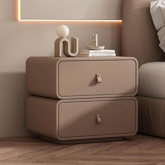 Generic Moderner Nachttisch Aus Leder Mit 2 Schubladen, Minimalistischer Nachttisch Aus Massivholz for Schlafzimmer Und Wohnzimmer (18 X 16 X 19 Zoll, Weiß)(C
