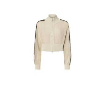 Pinko Pinko, Femme, Sweatshirts et sweats &agrave; capuche, Beige, Taille: 38 FR SweaT-shirt Court avec Bandes et D&eacute;tails Ajour&eacute;s