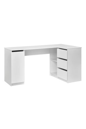 MID.YOU Mid.you Eckschreibtisch, Wei&szlig;, Holzwerkstoff, 3 Schubladen, rechteckig, eckig, 154x77x84.5 cm, Stauraum, Arbeitszimmer, Schreibtische, Eckschreibtisch