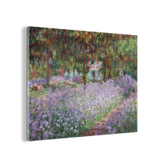 MuchoWow Glasbild Glasfoto Wandbild Bilder Deko 80x60 cm Der Garten des K&uuml;nstlers in Giverny - Gem&auml;lde von Claude Monet