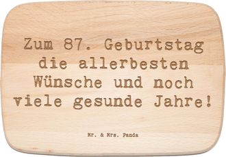 Mr. & Mrs. Panda Frühstücksbrett Spruch 87. Geburtstag - Geschenk, 87 Jahre alt, Feier im hohen Alter, Geburtstagsgeschenk, Holzbrett, beste Wünsche