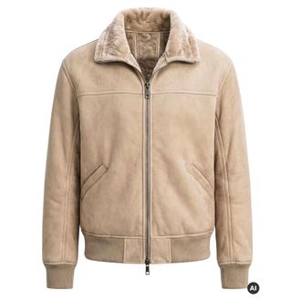 Giorgio Brato Bomber oversize en peau lain&eacute;e - Homme - Vestes - Beige - Taille: L