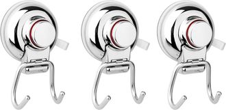 NUOBESTY 3st&uuml;cke Teiliges Nahtlose Extra Starke Doppelhaken Mit Vakuum-saugnapf Rostfreie Edelstahlhaken Ohne Bohren F&uuml;r Badezimmer K&uuml;che Und Glatte Oberfl&auml;che