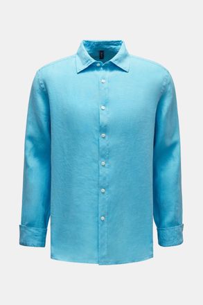 04651/ Herren - Leinenhemd Haifisch-Kragen t&uuml;rkis