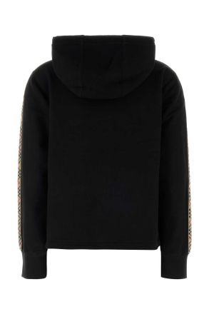 Burberry Womens Check Stripe Sweatshirt Black Cotton Sweater