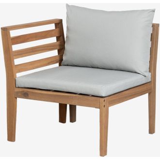 Sklum Linkes Eckmodul f&uuml;r modulares Gartensofa aus Filips-Akazienholz Helles Grau