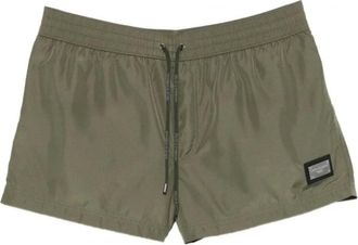 Dolce & Gabbana Homme, Maillots de bain, Vert, Taille: S Plaque Swimshorts