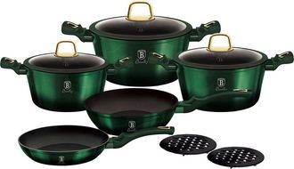 Berlinger Haus Emerald Collection 10 Stück Kochgeschirr Set, BH/6065 Emerald Edelstahl 18/8