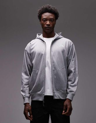 The North Face Oversize-Kapuzenpullover in Grau mit doppeltem Rei&szlig;verschluss und Logo