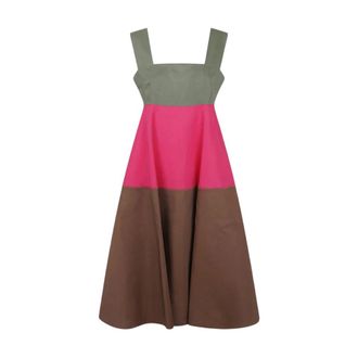 Marni Robe mi-longue &agrave; col carr&eacute; colorblock - Femme - Robes - Multicolore - Taille: 34 FR